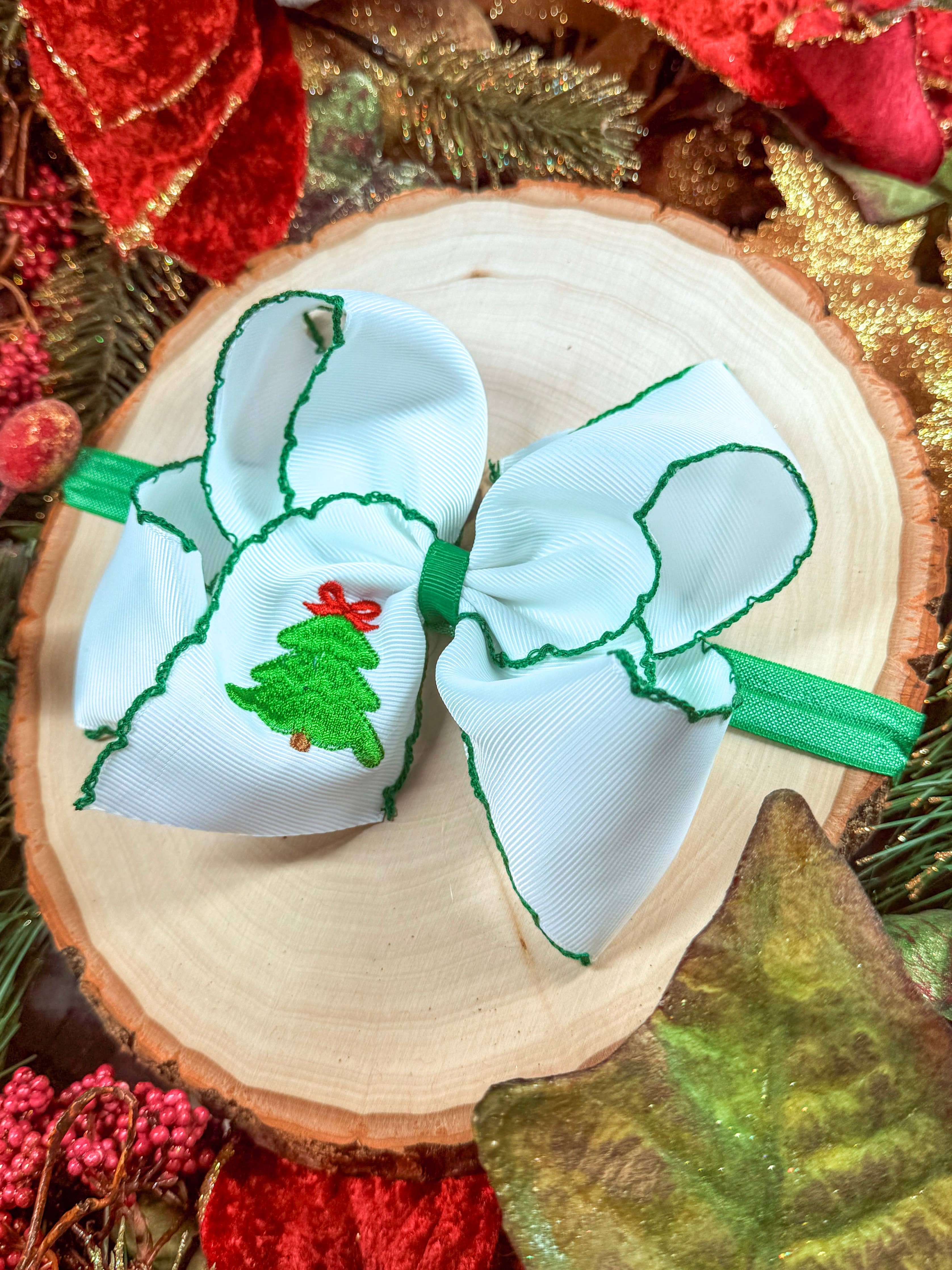 Christmas Tree Moonstitch Bow Headband: Christmas 2025 – Sorrells Farms